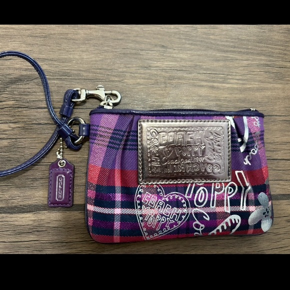 Coach | Bags | Coach Poppy Plaid Wristlet | Poshmark